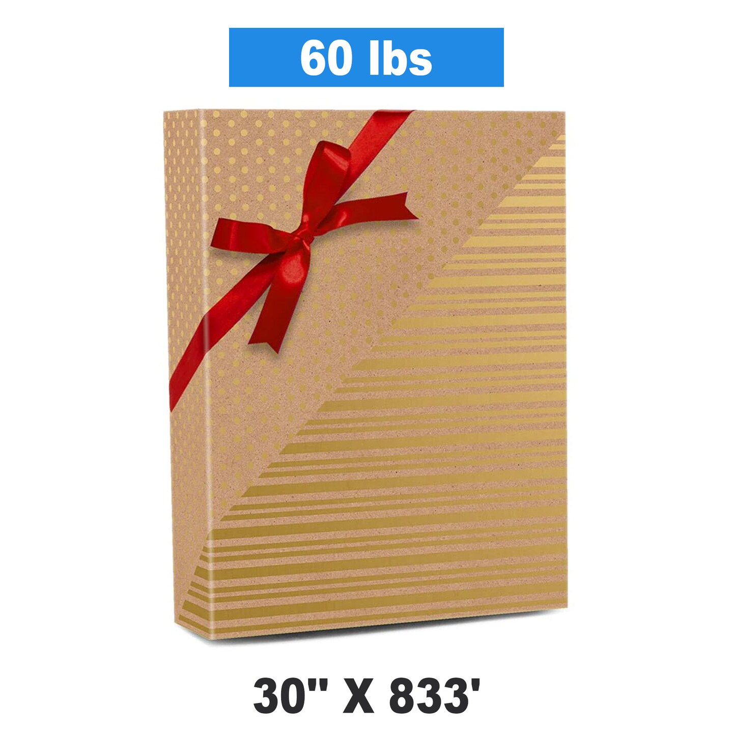 30''x833' Gold Dot & Stripe Best Reversible Papers for All Your Gifts ...