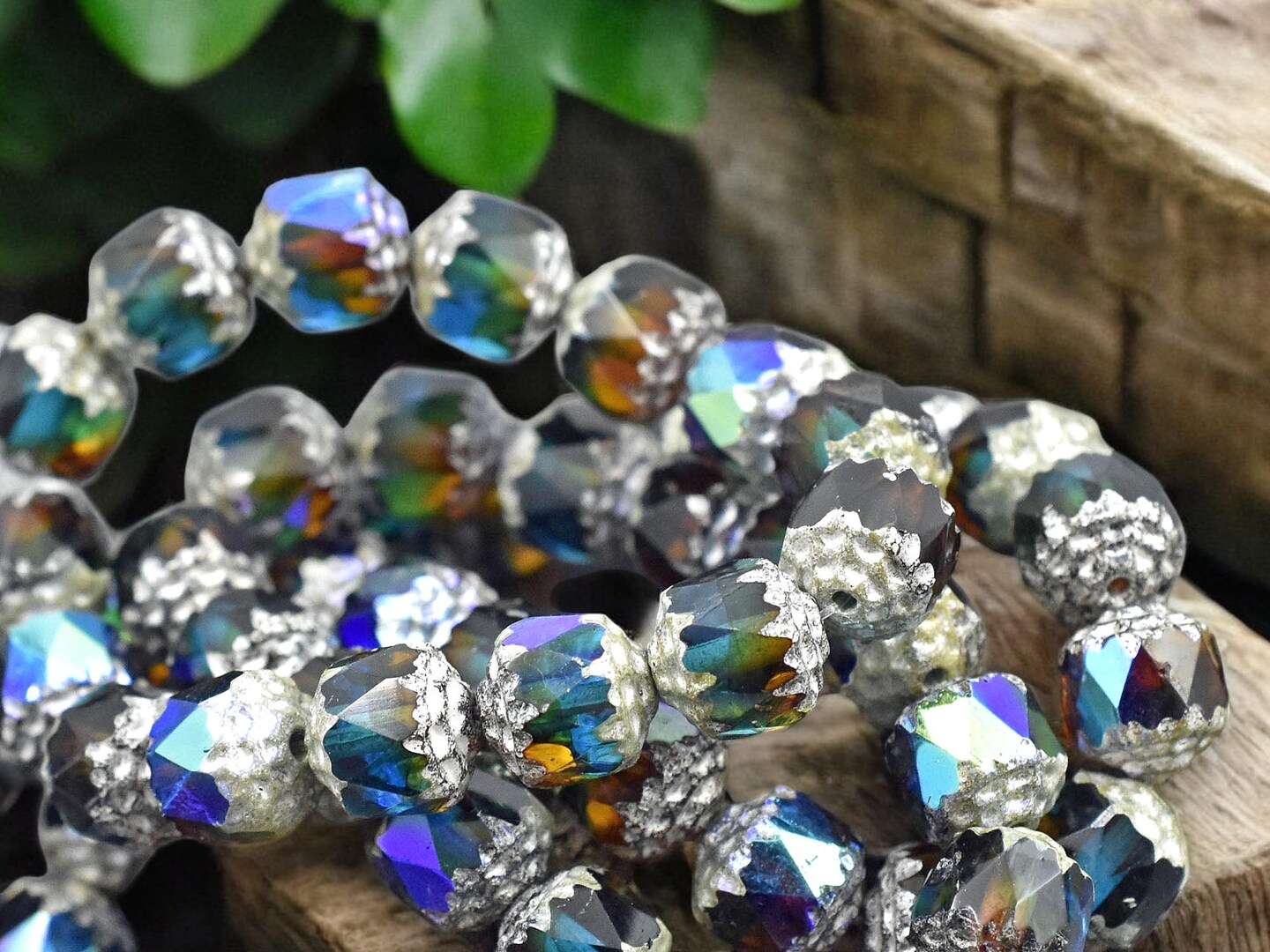 Antique Silver Washed Caribbean Dream AB Cathedral Beads - Choose Your ...