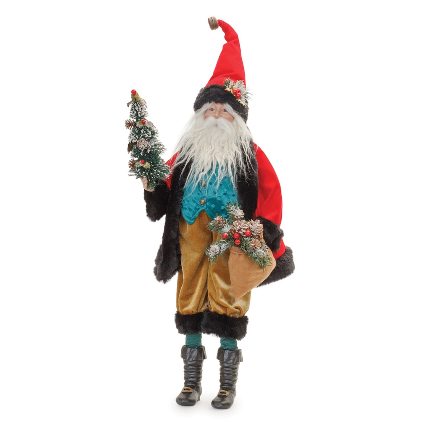 Melrose Santa with Christmas Tree Figurine - 26.5" - Red and Green ...