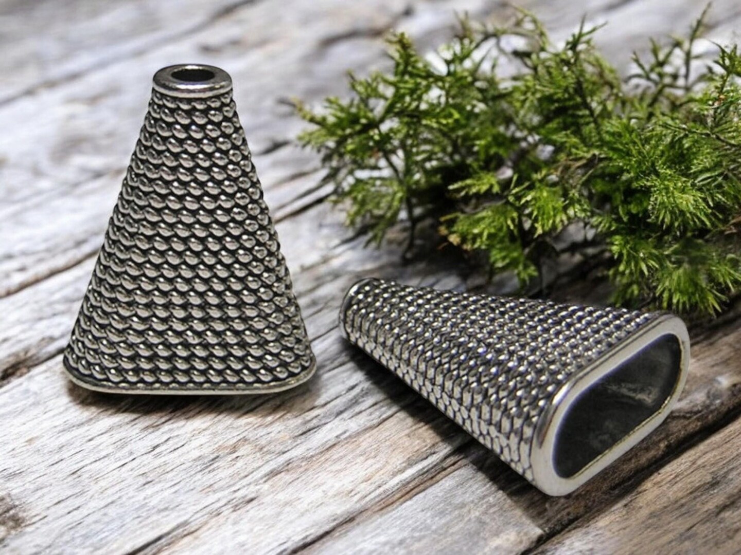 *4* 23x19mm Antique Silver Rope Oval Bead Cap Cones | Michaels