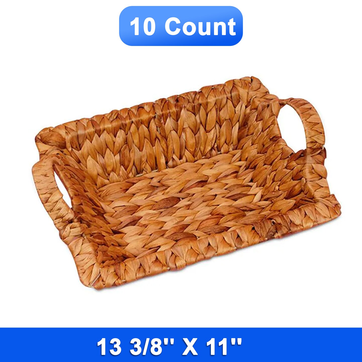 Natural Rush Flat Edge Rectangular Basket Trays 13 3/8" x 11" x 3 1/8 ...