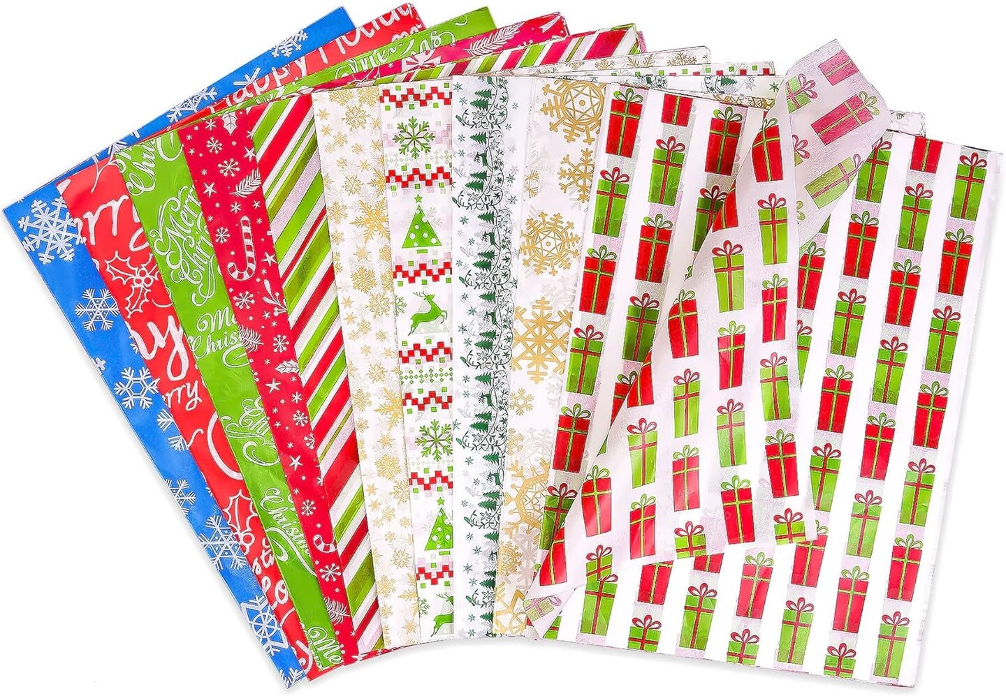 Christmas Tissue Paper, 100 Sheets Glossy Tissue Paper for Gift Bags ...