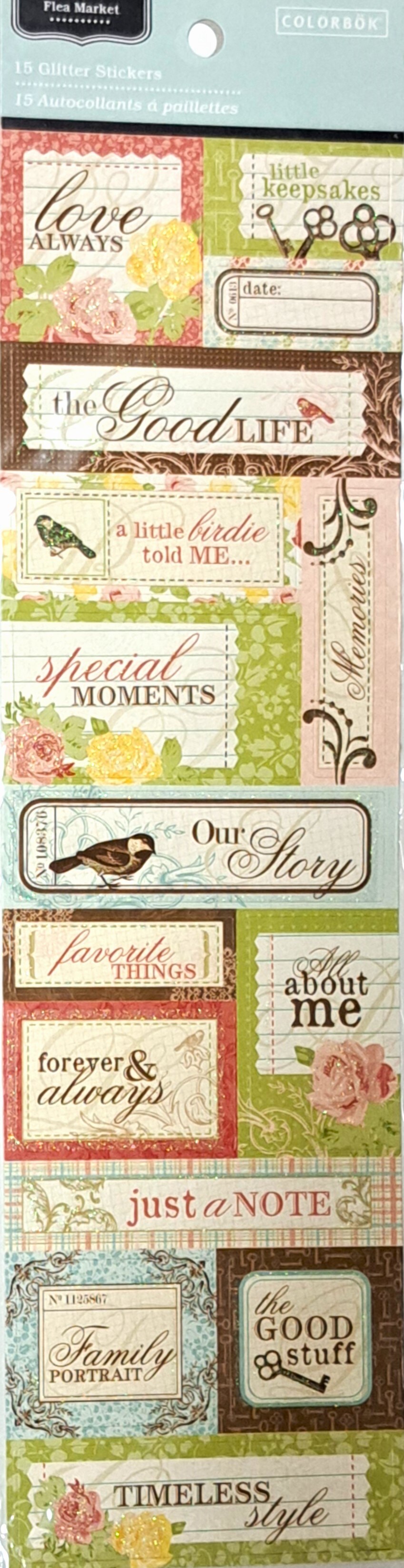 Colorbok Flea Market Cardstock Glitter Stickers | Michaels