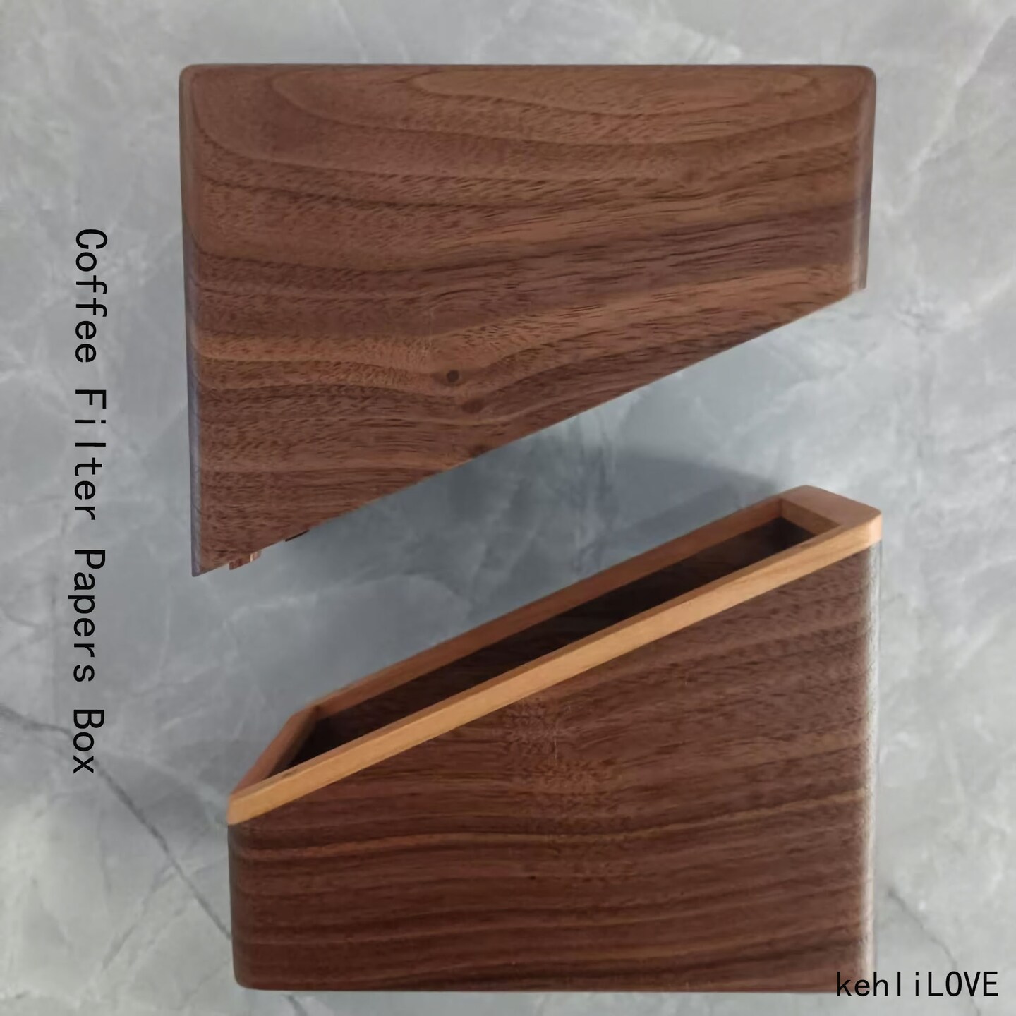 Walnut and Cherry Wood Coffee Filter Papers Storage Container With ...