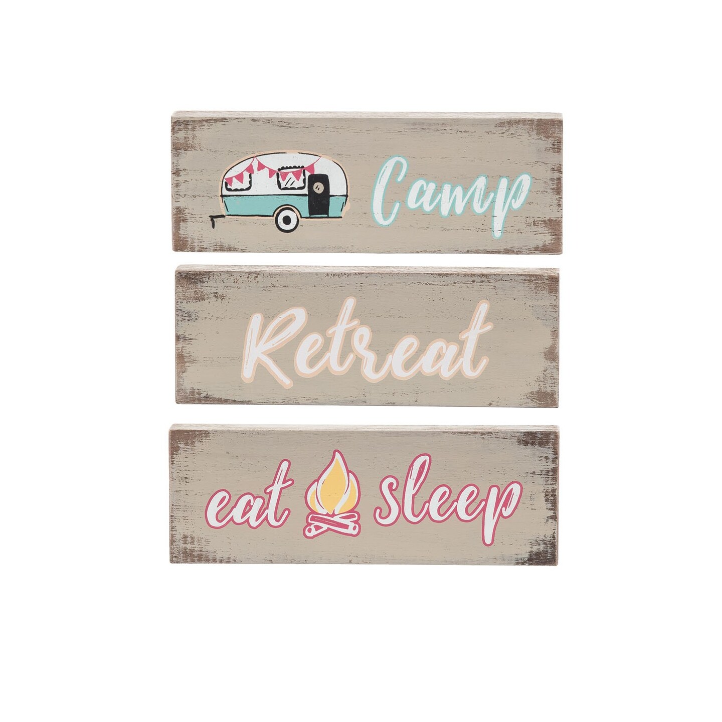 Set Of Camp Stackable Accents Blocks Table Sign Outdoor Camping 8.5 x 1 ...