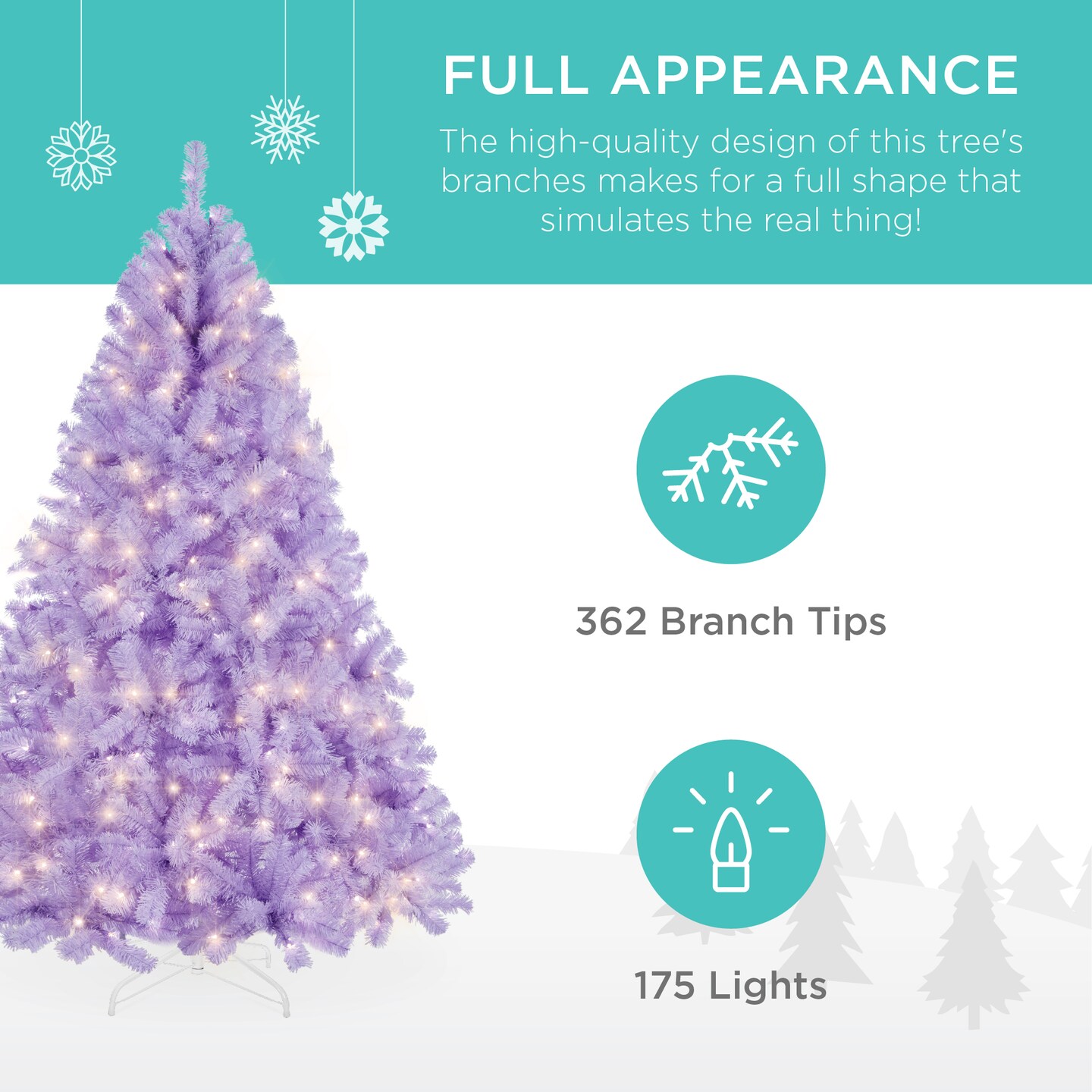 Best Choice Products Pre-Lit Lavender Christmas Tree, Artificial Full ...