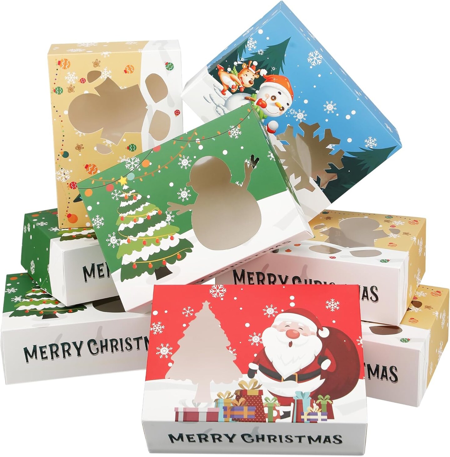 24PCS Christmas Cookie Boxes for Gift Giving, White Christmas Bakery ...