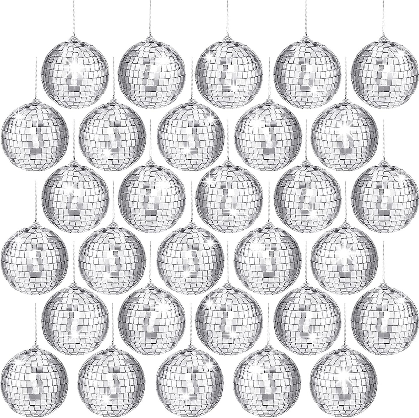 30 PCS Mirror Disco Balls,2 Inch Silver Reflective Mirror Ball,Hanging ...
