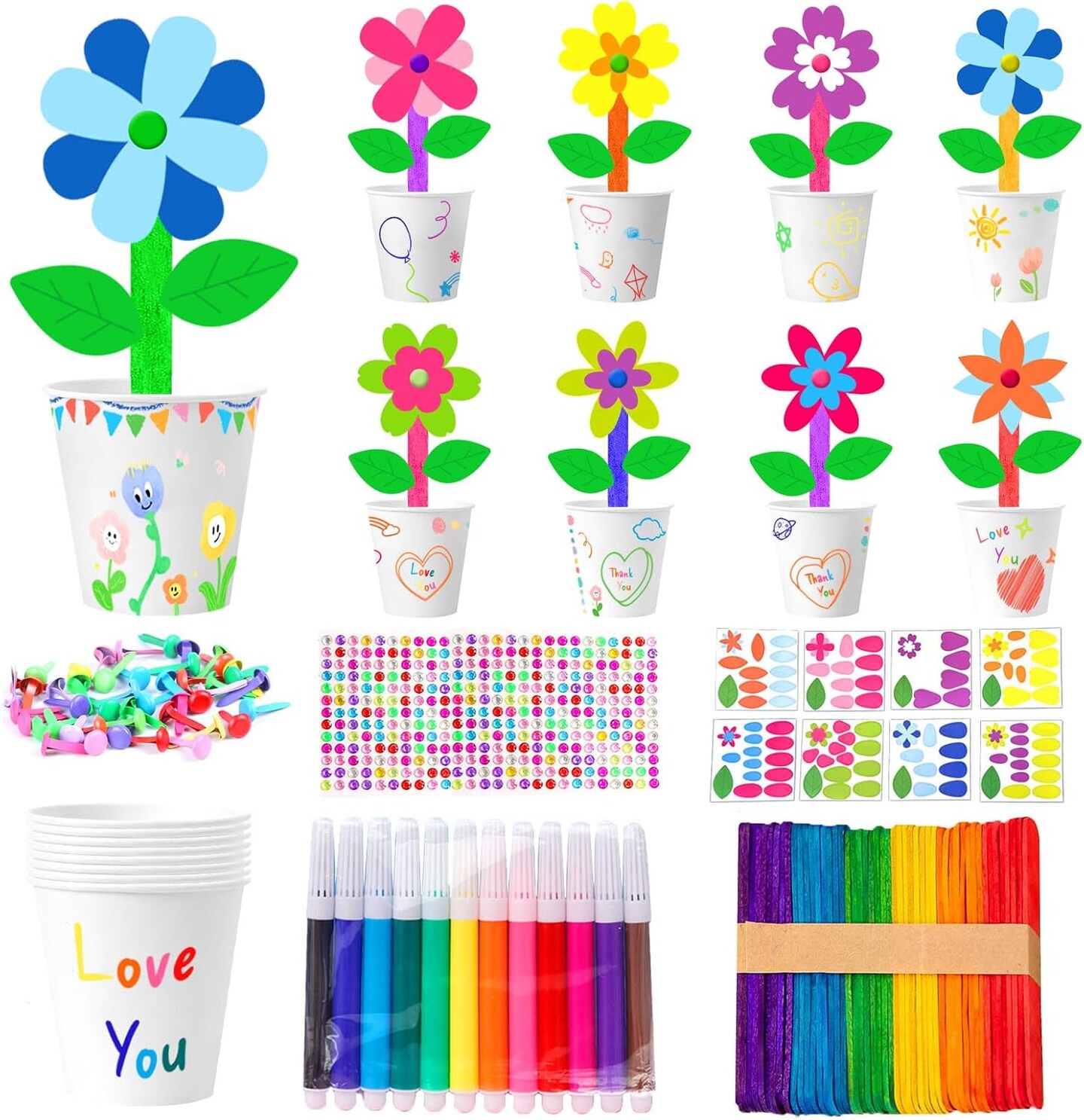 30 Set Spring Craft Kit DIY Paper Pot Craft Make Your Own Flower Pots ...