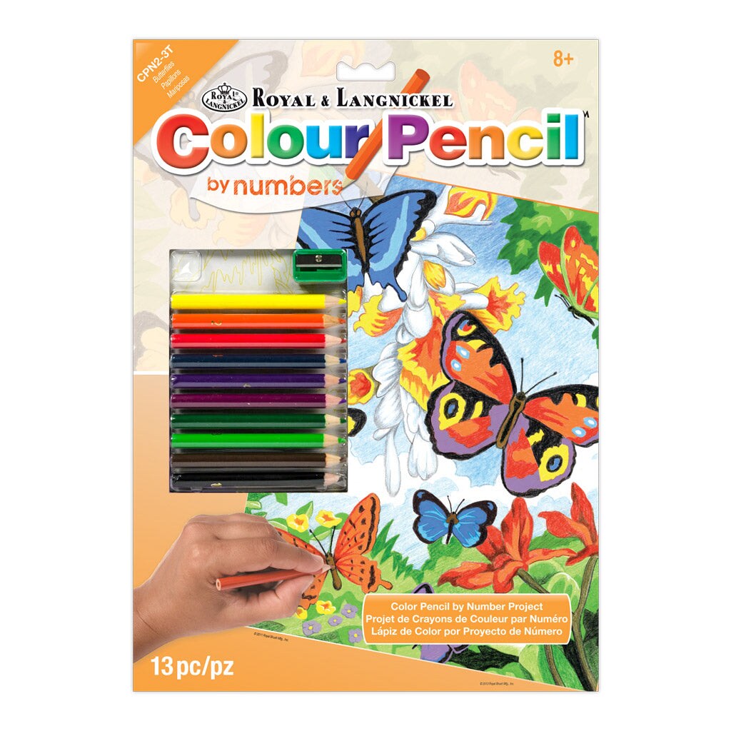 CPN2 | Colour Pencil by numbers™ 13pc 8.75" x 11.75" Butterflies ...