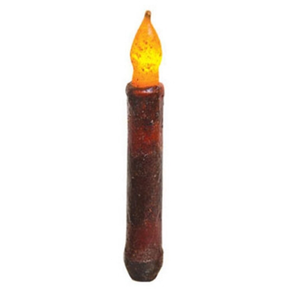 6" Flameless LED Burgundy Taper Candle Timer Operated Rustic Light for ...