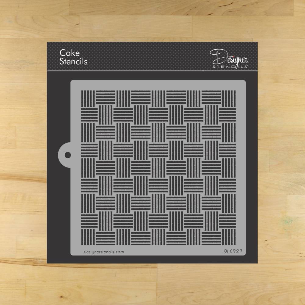 Basketweave Miniprint Cake Stencil | C927 by Designer Stencils | Cake ...
