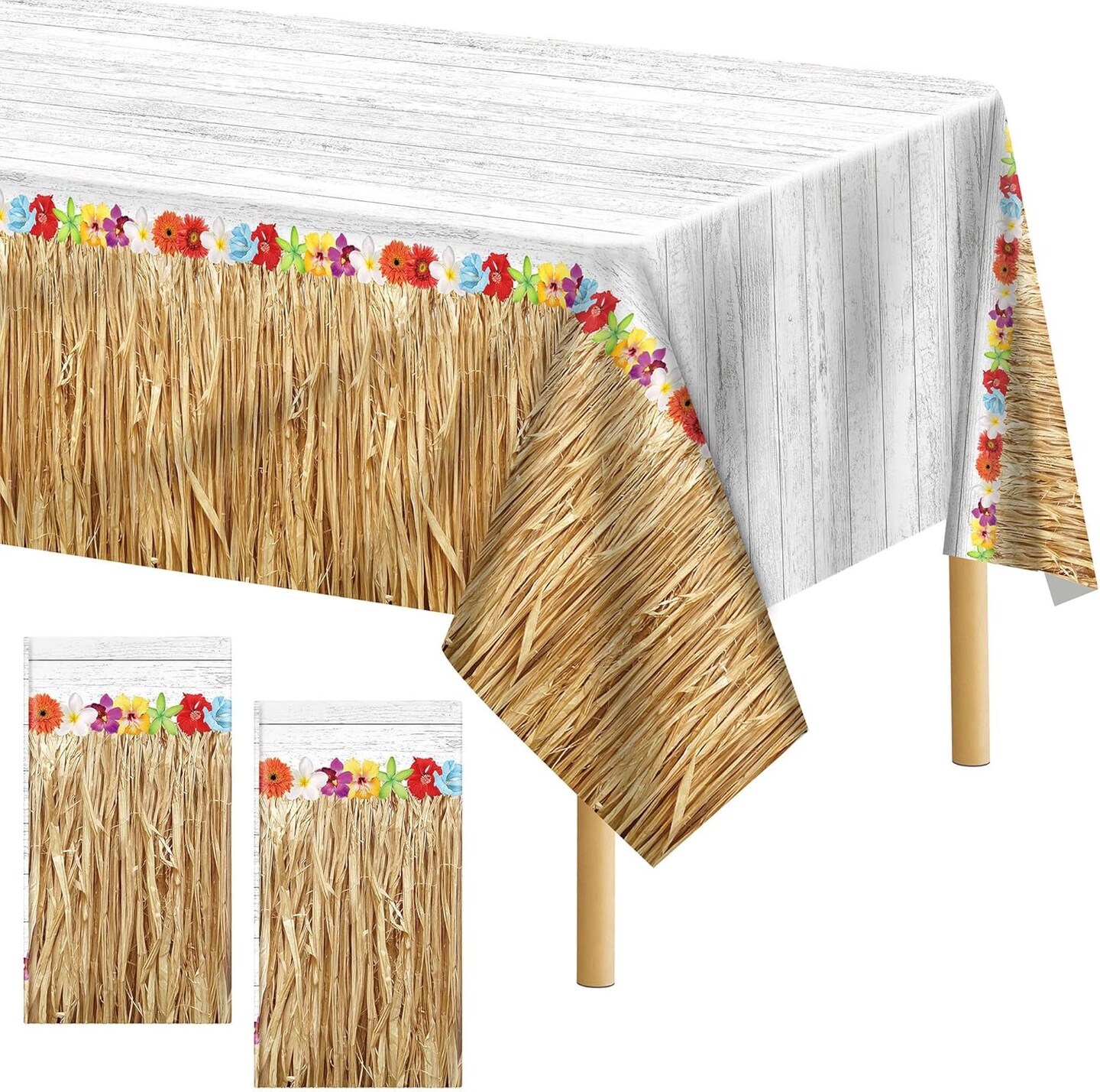 2 Pack Hawaii Plastic Tablecloth Hawaiian Brown Grass Tablecloth Table ...