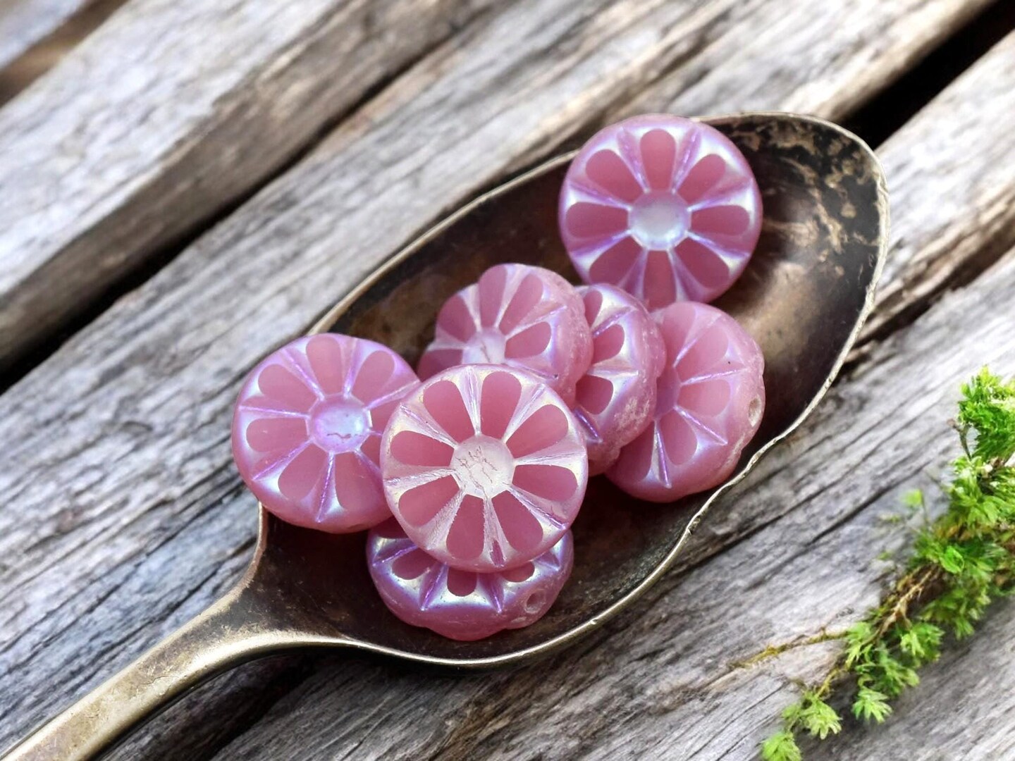 *7* 12mm Cotton Candy Pink Opaline AB Cosmo Flower Beads (LAST pack ...