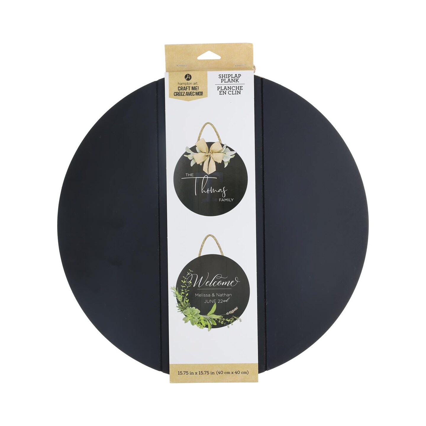 Hampton Art Wood Plank Round 15.75" Black, Wood Plaque, Sign Blank ...