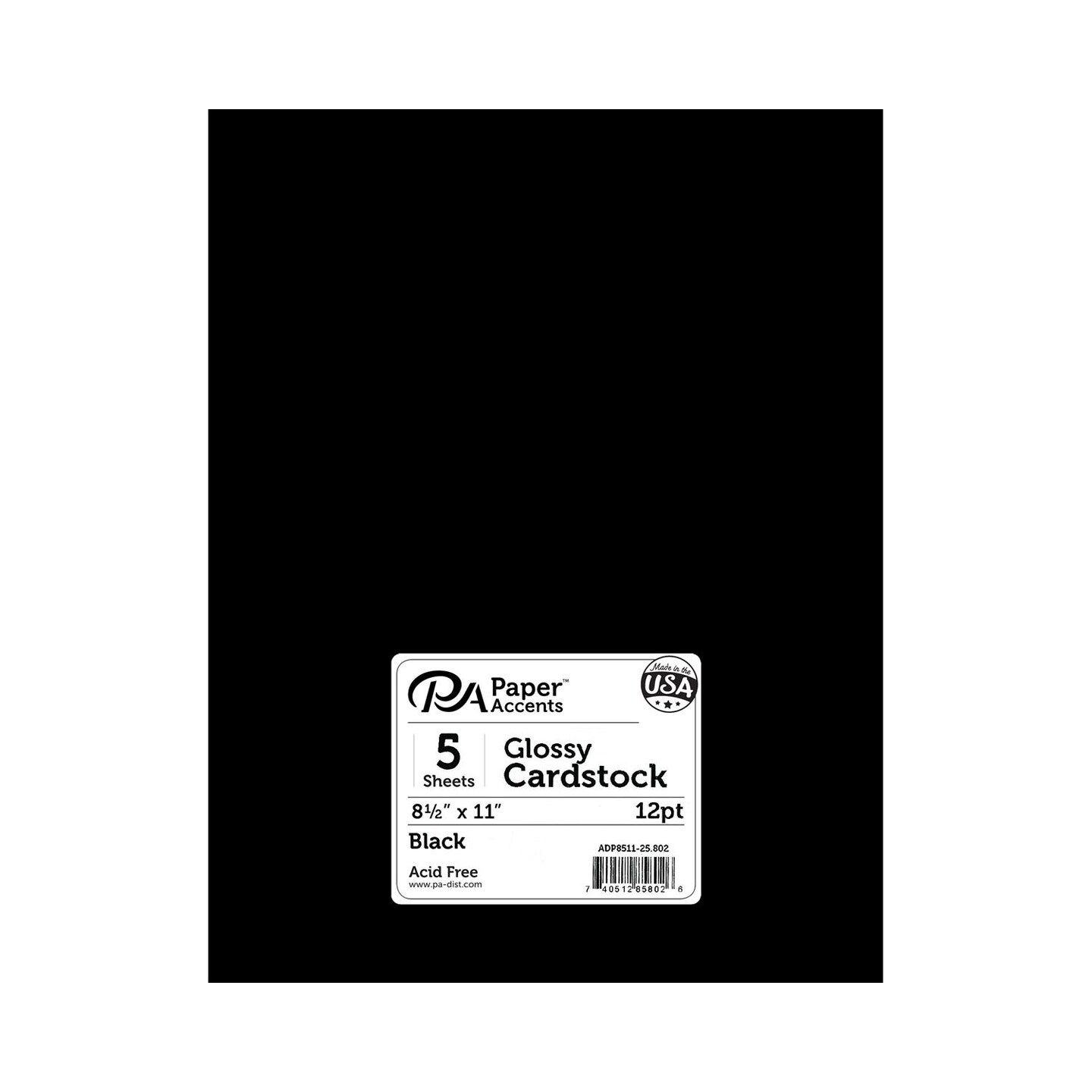PA Paper Accents Glossy Cardstock 8.5" x 11" Black, 12pt colored ...