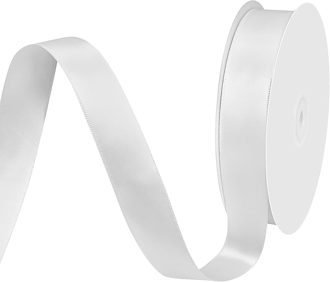 White Satin Ribbon 1" X 50 Yards Solid Color Double Faced Ribbons ...