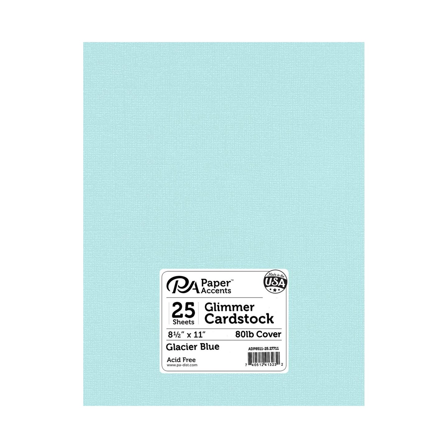 PA Paper Accents Glimmer Cardstock 8.5" x 11" Glacier Blue, 80lb ...