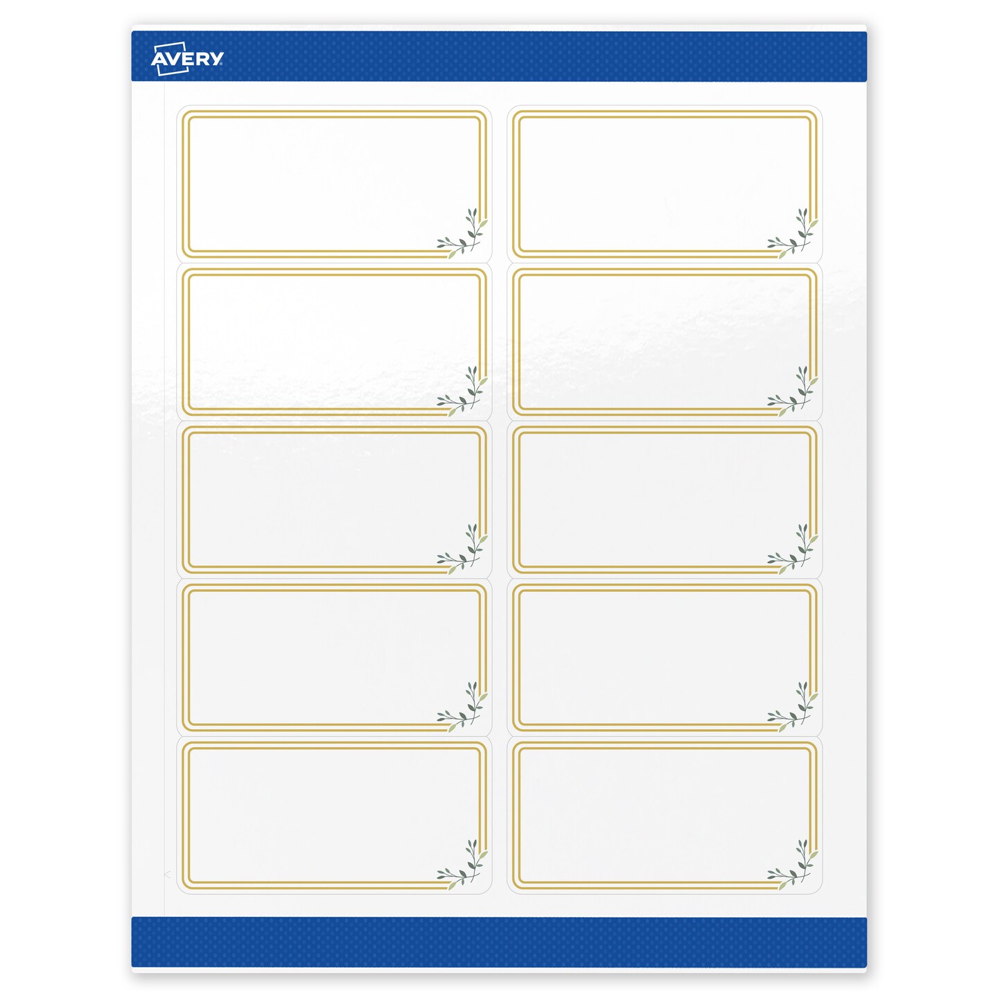 Avery Printable Rectangle Labels, Gold Double Border with Florals, 2" x ...