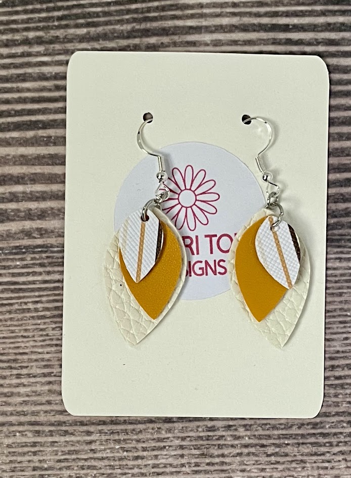 Small Three-Layer Leaf Faux Leather Earrings | MakerPlace by Michaels