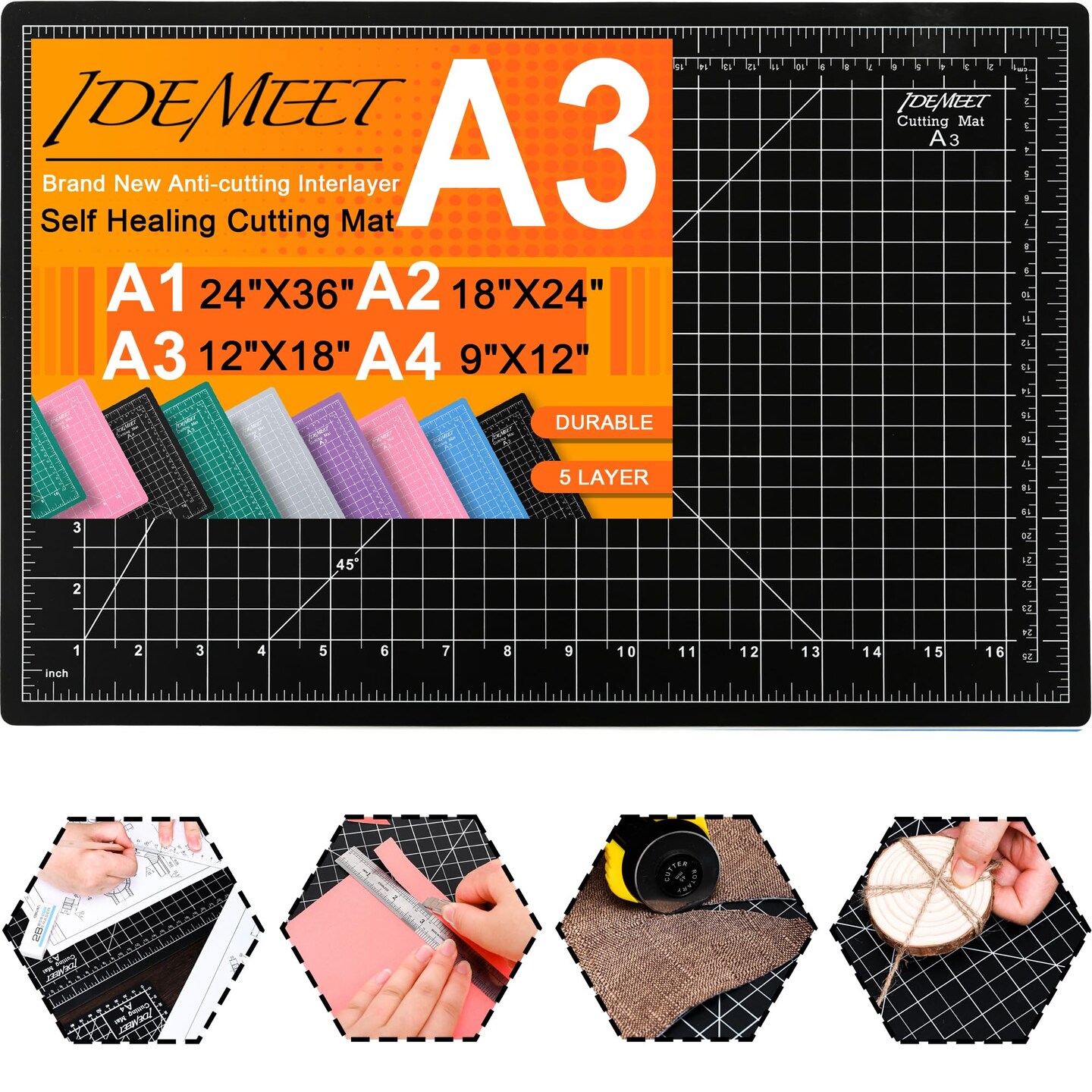 Density-upgraded 18"x12" Self Healing Cutting Mat, Idemeet Rotary ...