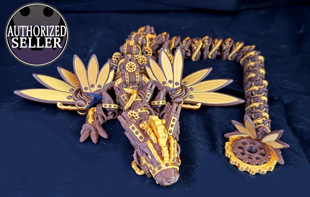 Multicolor Articulated Steampunk Dragon by Cinderwing3d Fidget Toy 3D ...