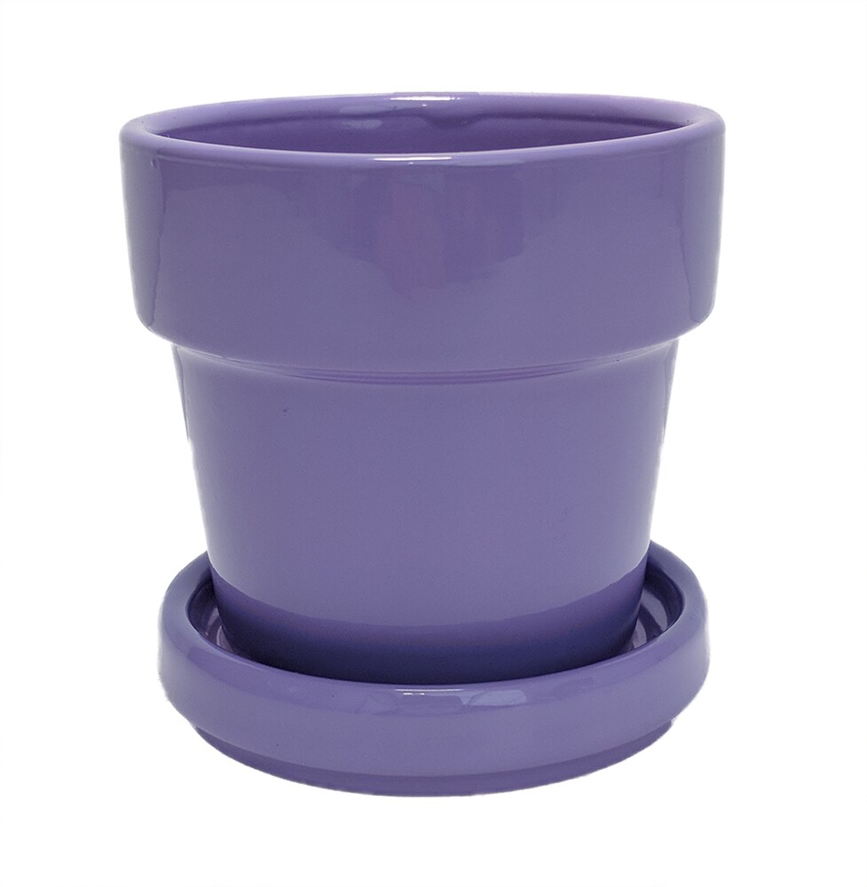 Mini Ceramic Pot + Saucer - 2 3/4" x 2 3/4"- Lilac Purple | Michaels