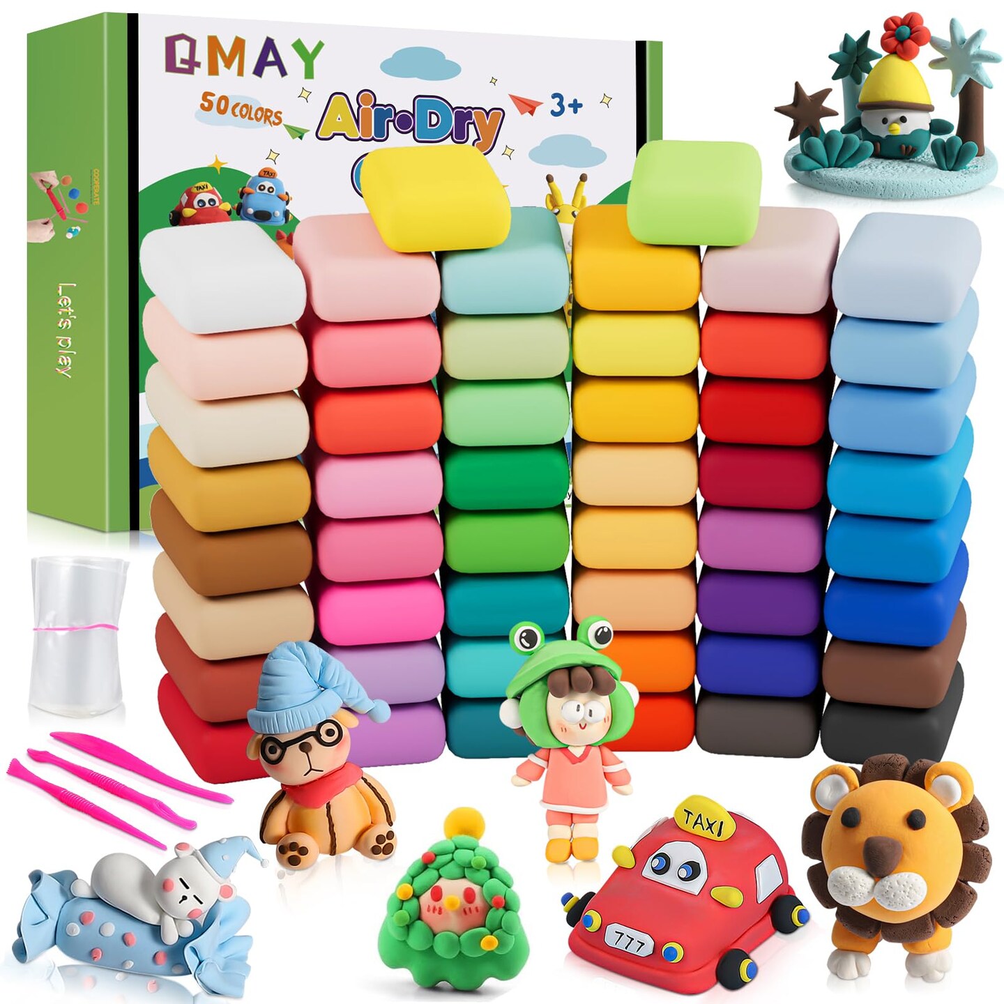 QMay Air Dry Clay 50 Colors-DIY Modeling Clay Starter Kit with ...
