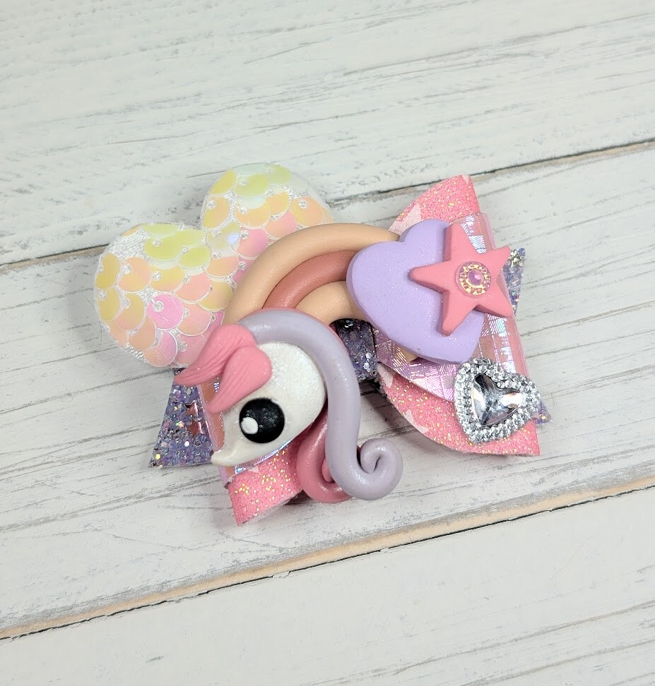 Kawaii Hair Bow - Mini Pony OTT Faux Leather Layered Hair Bow Accessory ...