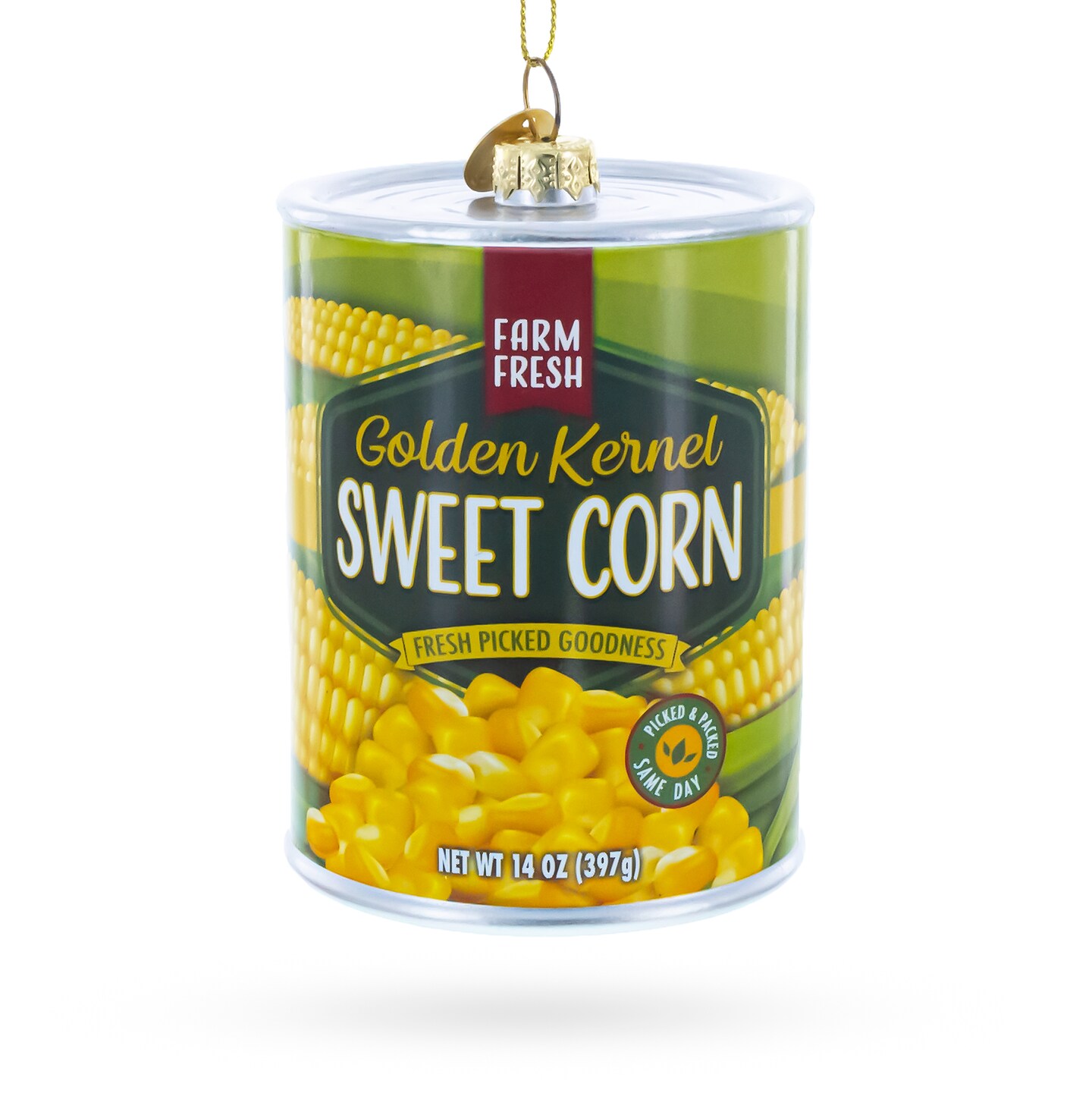 Golden Kernel Sweet Corn Can Blown Glass Christmas Ornament | Michaels
