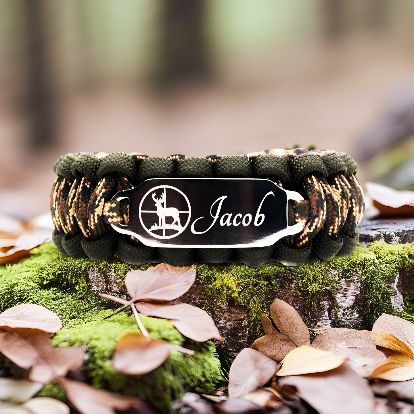 550 Paracord ID Bracelet with Personalized Stainless Steel Engraved ID ...