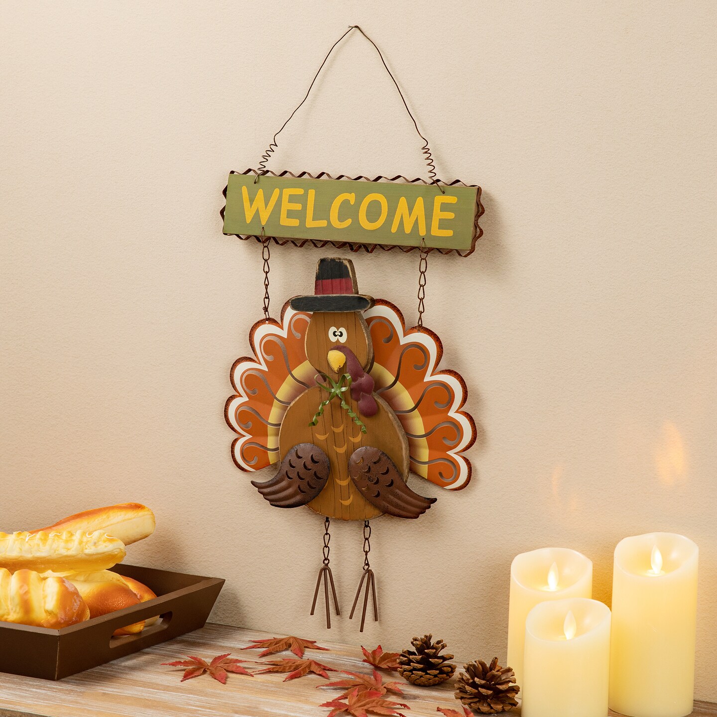 18"H Iron/Wooden Turkey Welcome Wall Decor | Michaels
