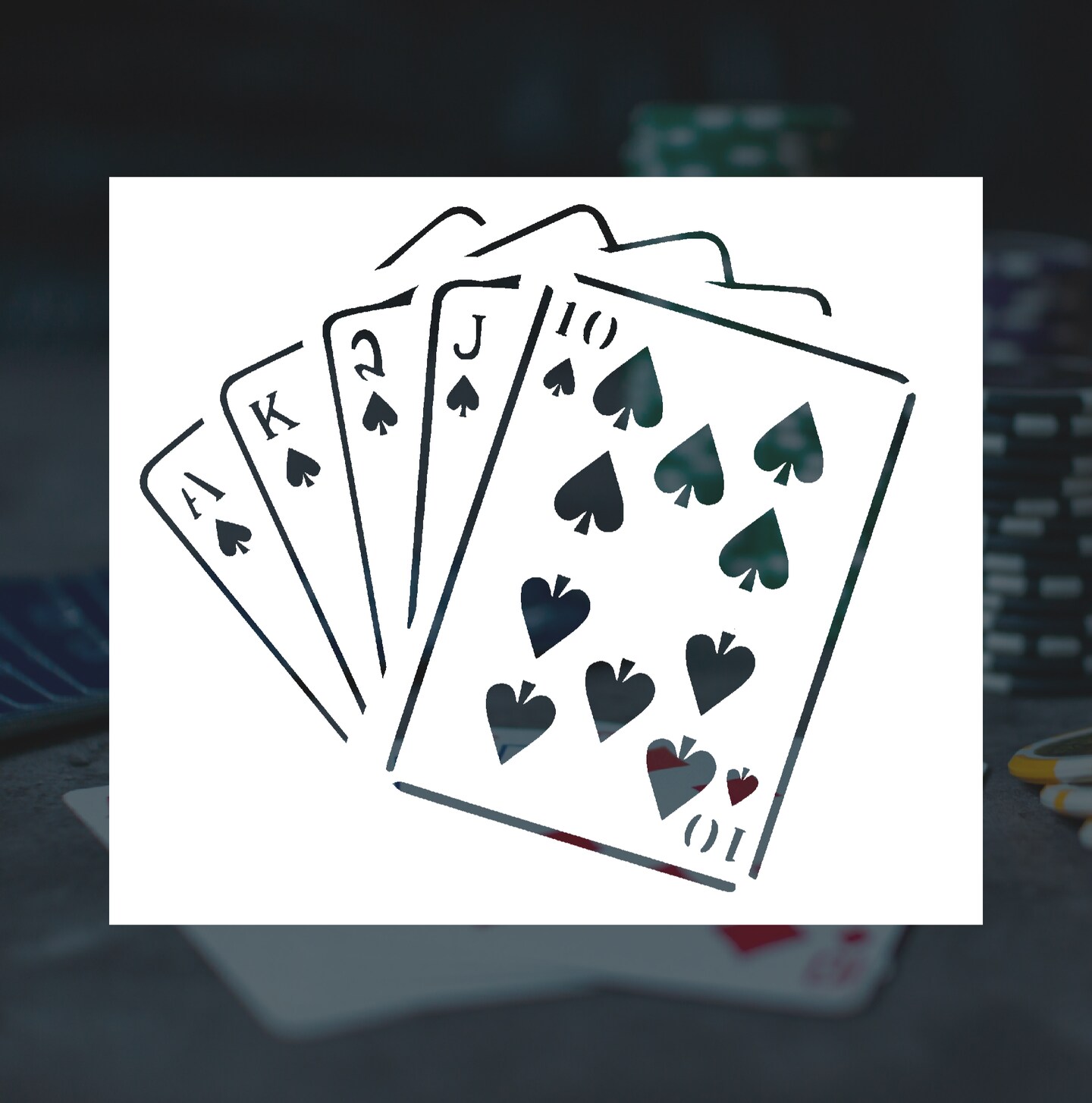 Spades Royal Flush Playing Cards Reusable Stencil (Many Sizes ...