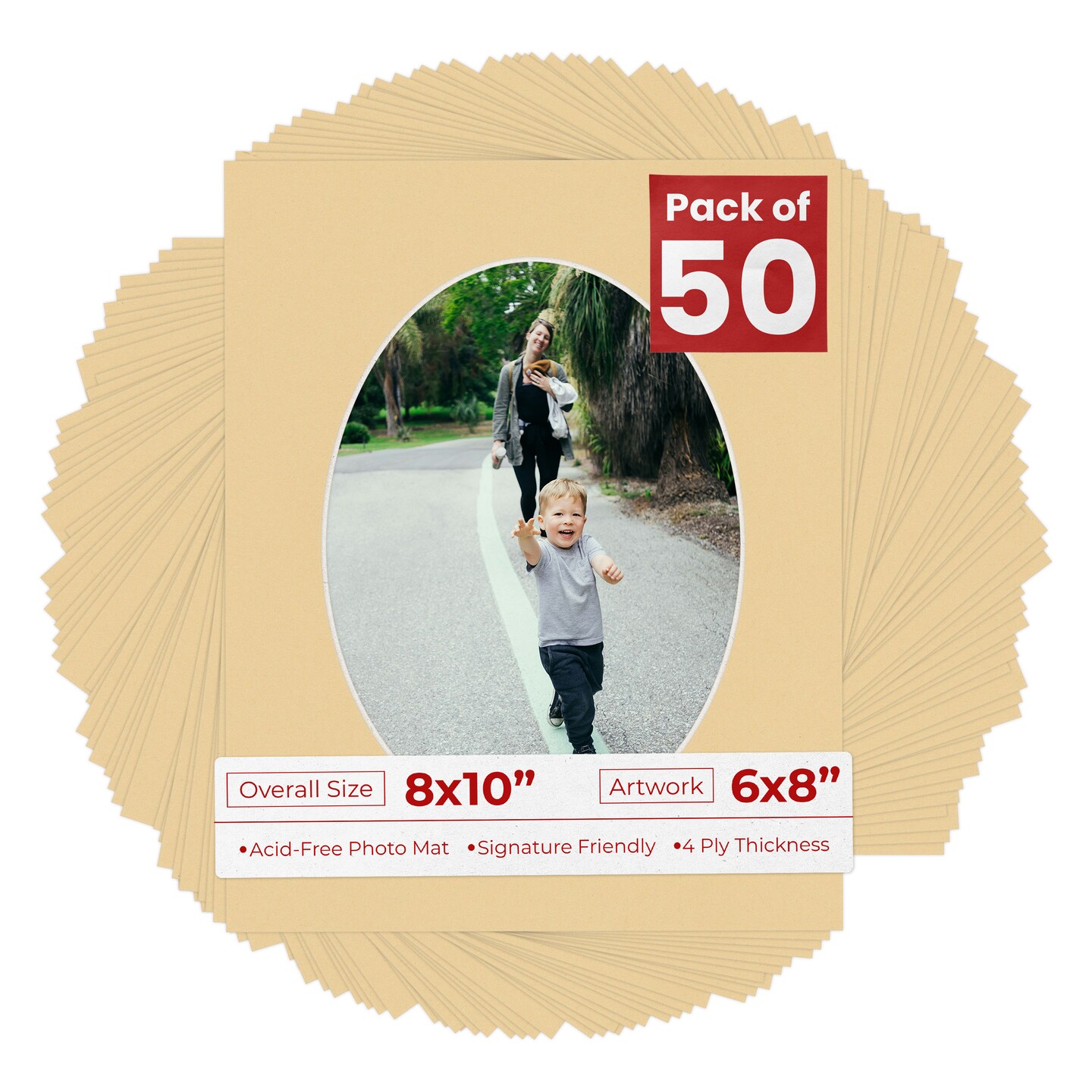 Beige Mat Board for 8x10 Frames - Oval Opening for 6x8 Photos, Color ...