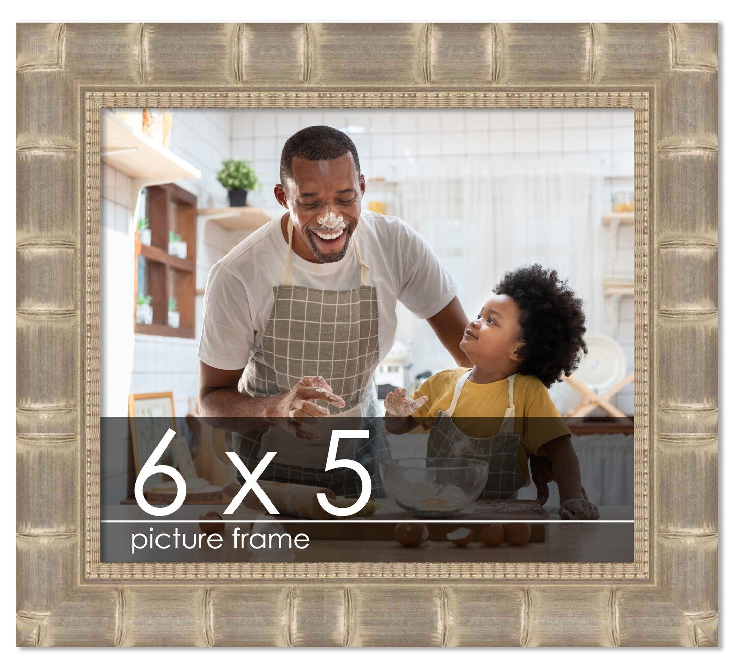 6x5 Wide Bamboo Picture Frame with UV-Resistant Acrylic & Acid Free ...