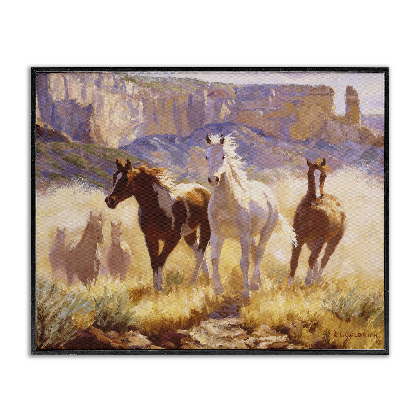 Stupell Industries Horses on Dusty Cliffside Framed Giclee By Claire ...