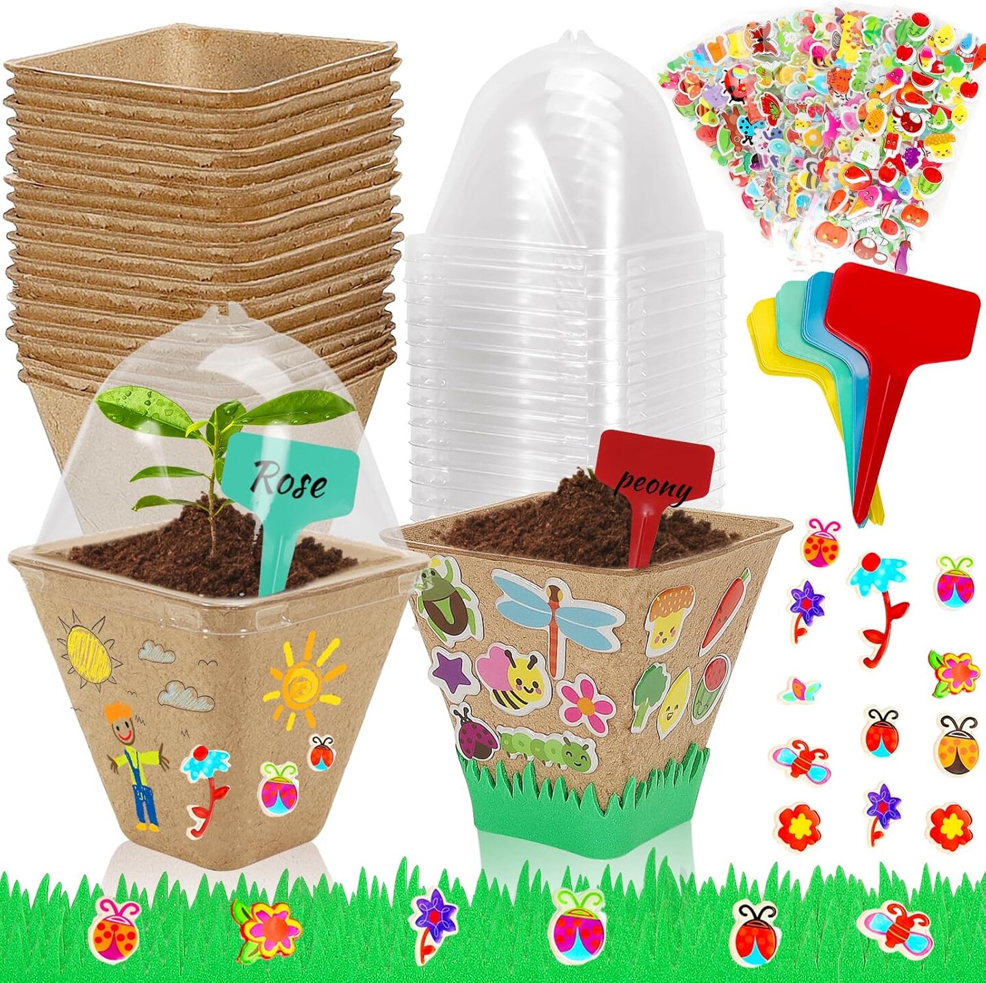 20 Set Spring Garden Paper Pot Craft Kit,20PCS Paper Mache Pots Peat ...