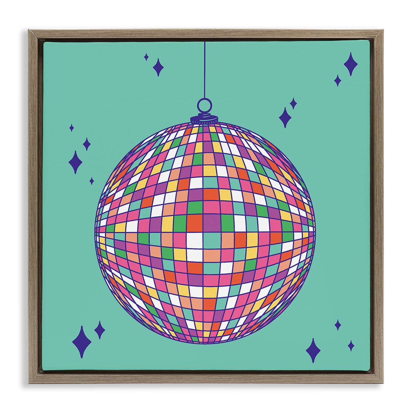 Stupell Industries Geometric Modern Disco Ball Floating Frame Design by ...