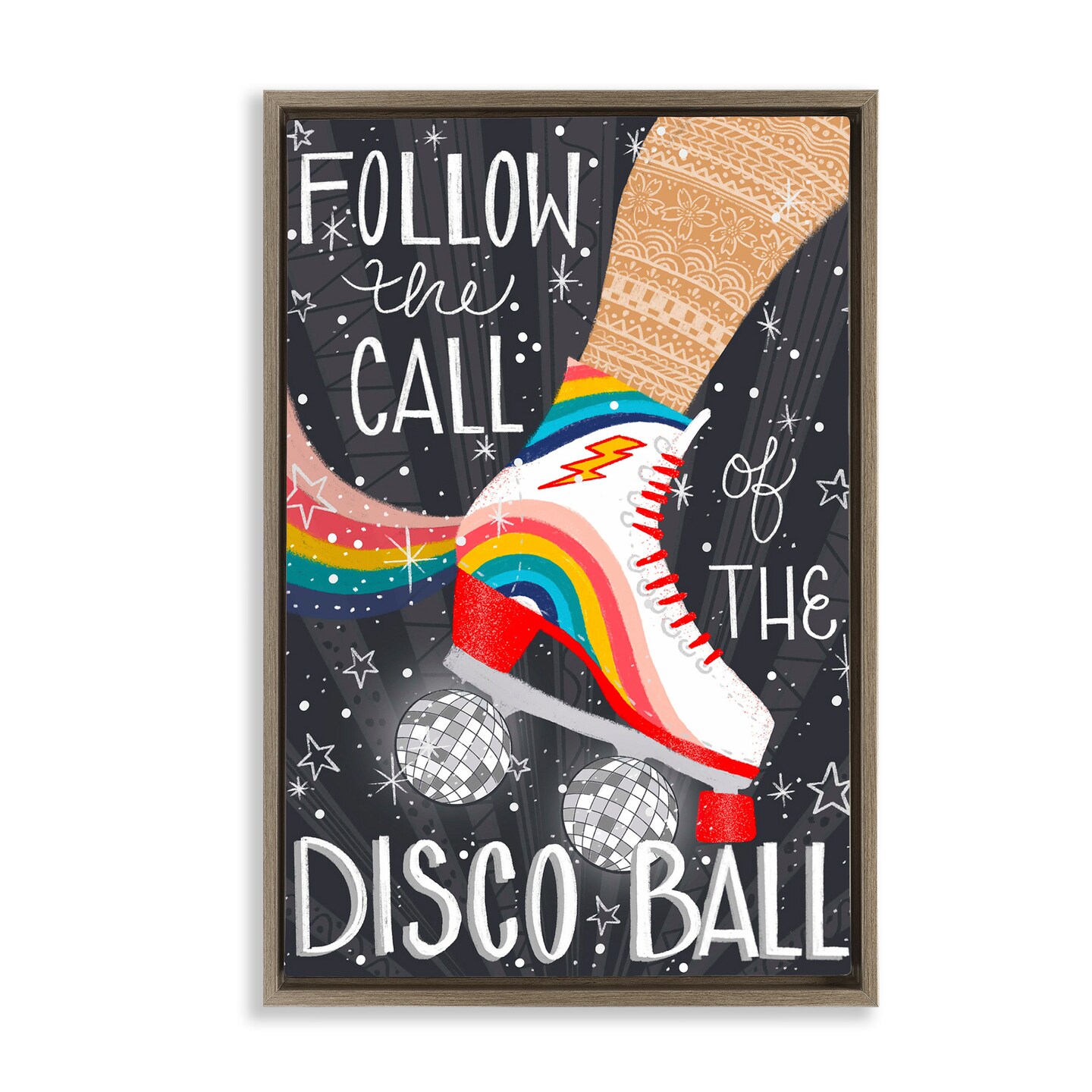 Stupell Industries Follow The Call of Disco Ball Floating Frame, design ...
