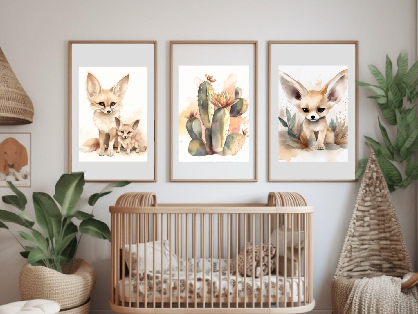 Desert Nursery Wall Art Prints Boho Style Set Featuring Succulents and ...
