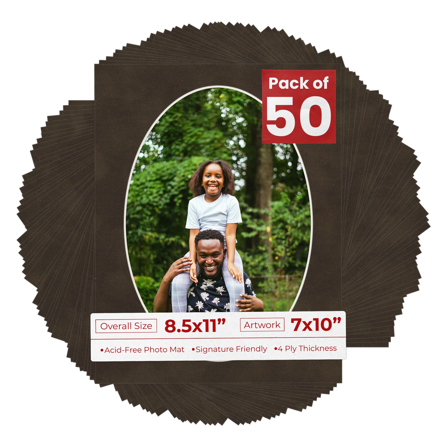 Brown Suede Mat Board for 8.5x11 Frames - Oval Opening for 7x10 Photos ...
