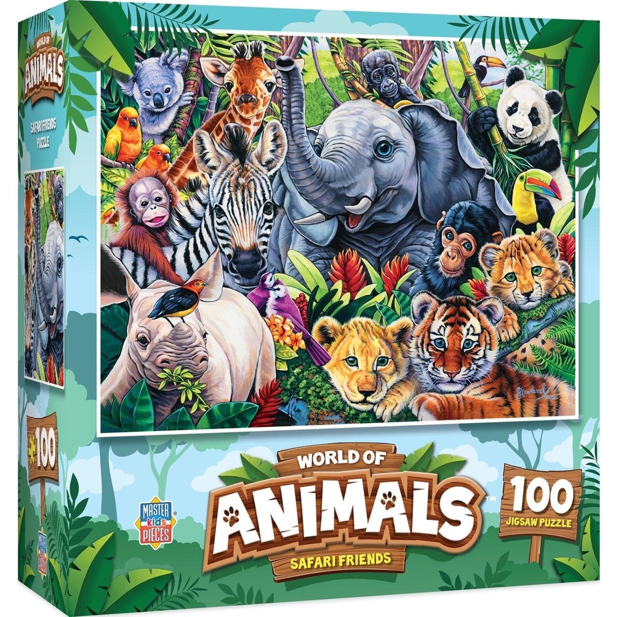 Masterpieces Safari Friends 100 Piece Jigsaw Puzzle 15X11.5 Animal ...