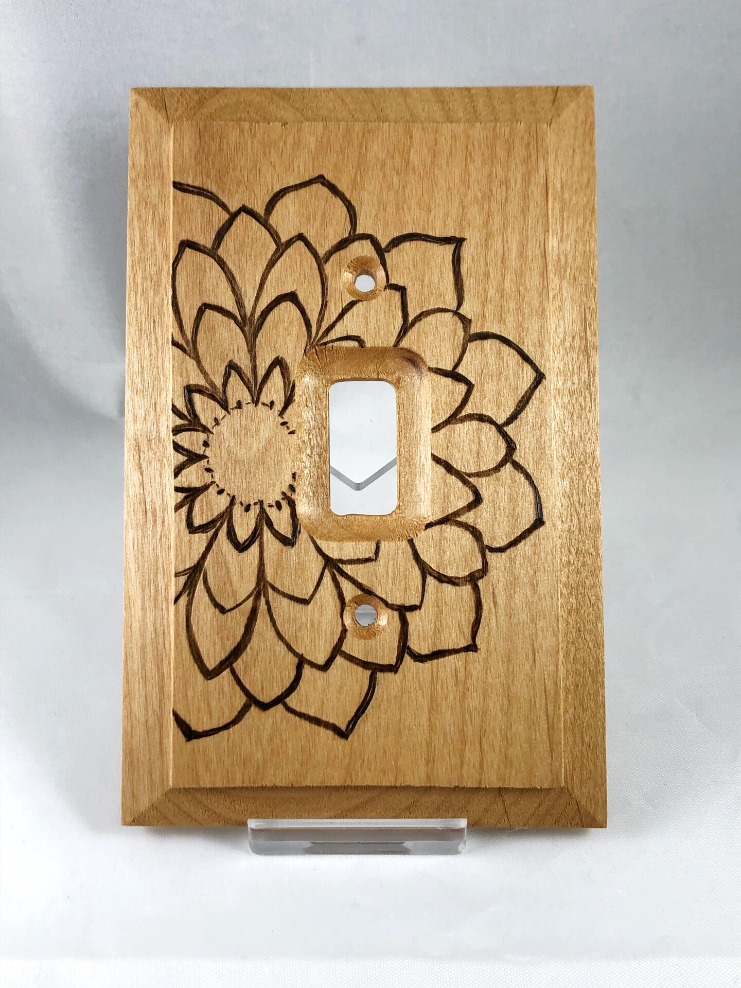 Flower Mandala Wood Burned Light Switch Plate Cover, Wood Burning Art ...
