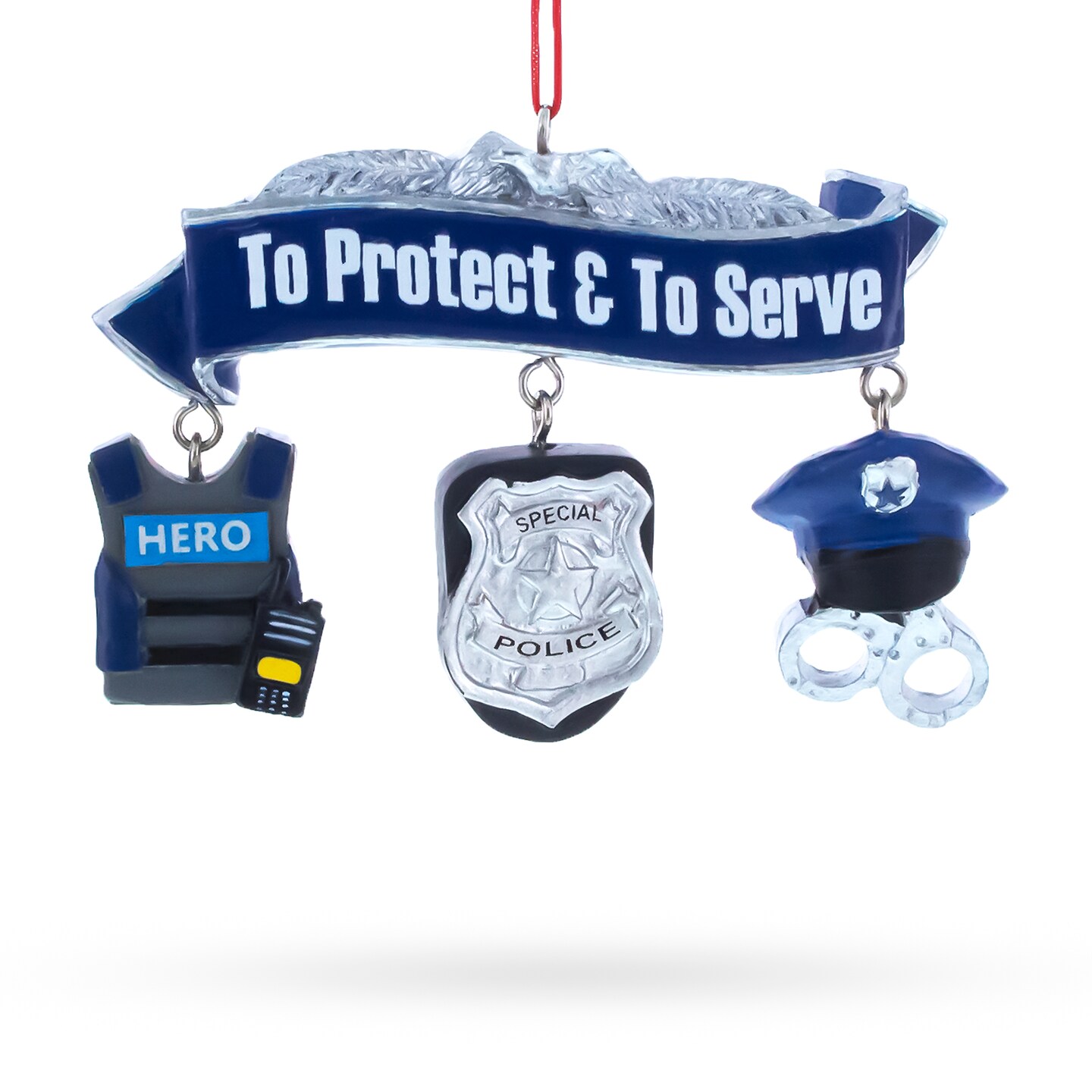 Serve Honor & Protect Police Badge and Gear Resin Christmas Ornament ...