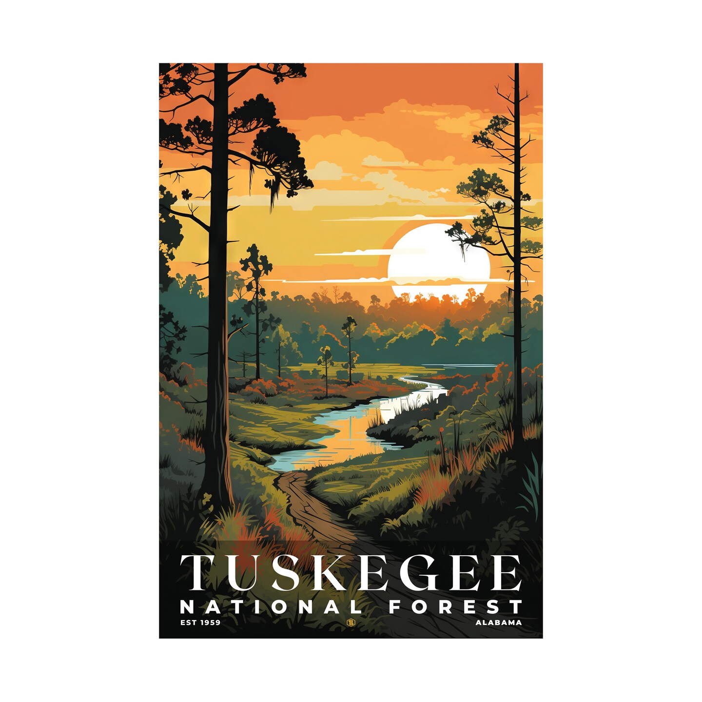 Tuskegee National Forest Poster, Travel Art, Office Poster, Home Decor ...