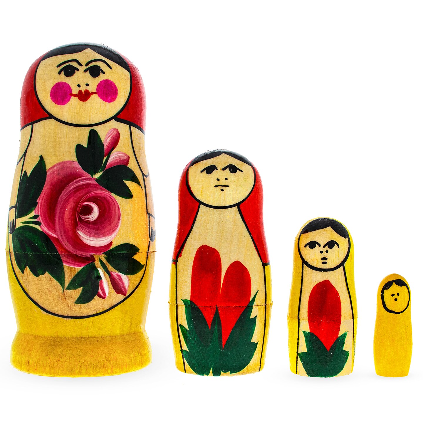 Set of 4 Semenov Style Red Scarf Wooden Nesting Dolls | Michaels