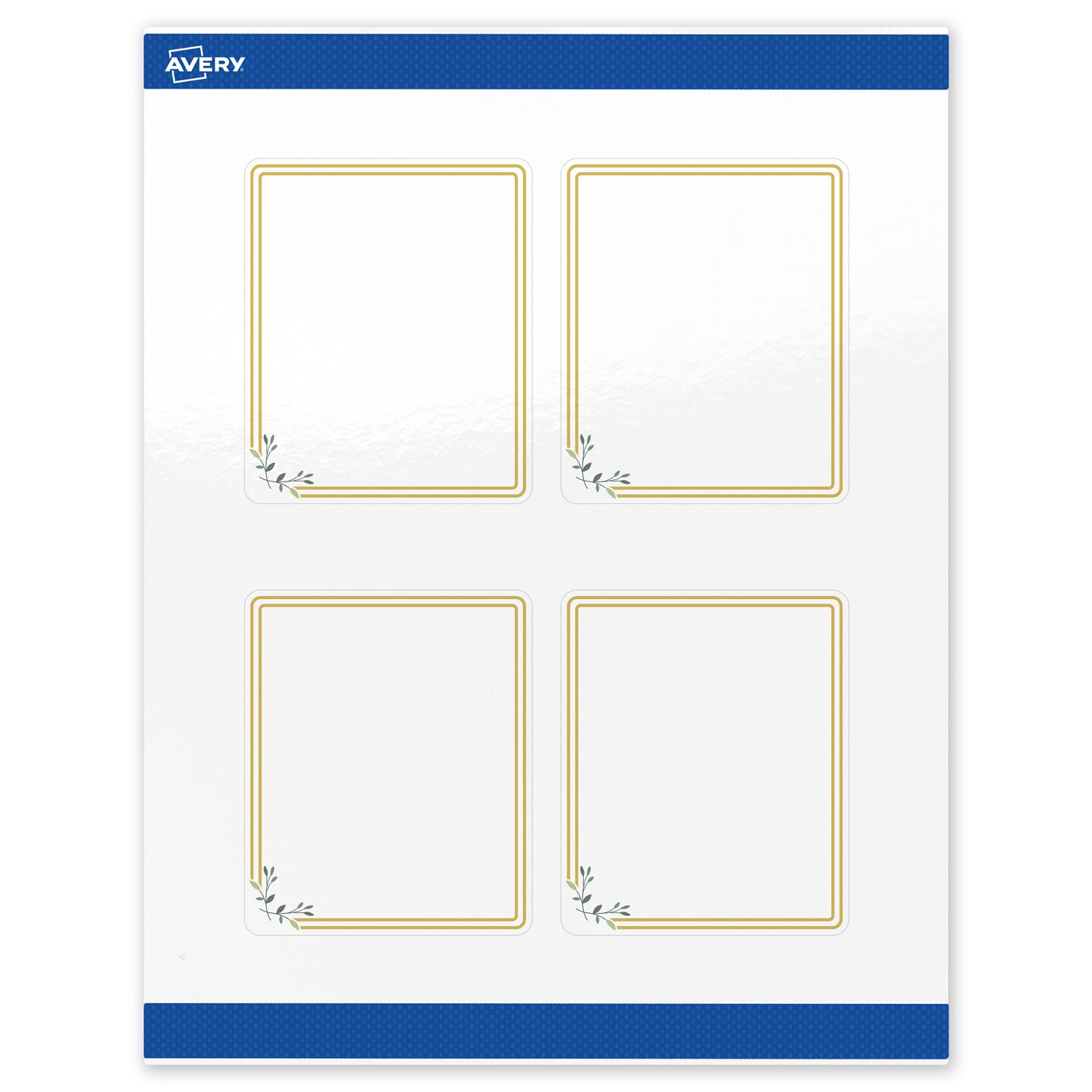 Avery Printable Rectangle Labels, Gold Double Border with Florals, 4" x ...