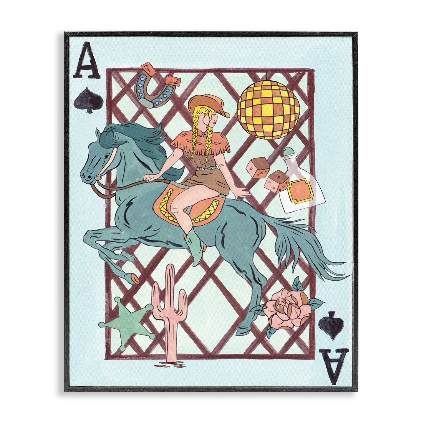 Stupell Industries Disco Cowgirl Ace Card Framed Giclee By Melissa Wang ...