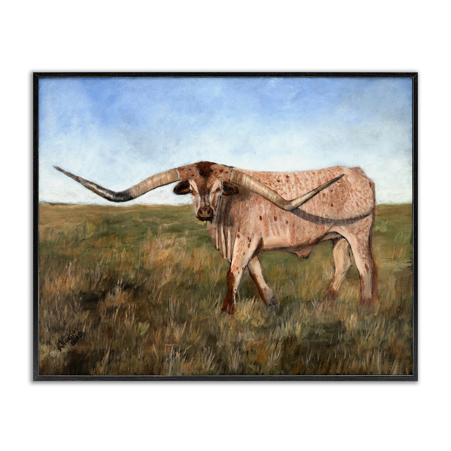 Stupell Industries Cattle with Beautiful Horns Framed Giclee By Kathy ...