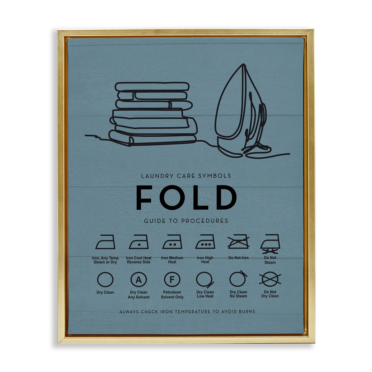 Stupell Industries Laundry Fold & Iron Chart Floating Frame By Lettered ...